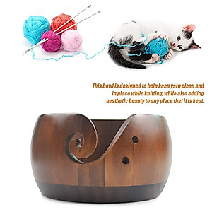 Joyeee Handmade Yarn Bowl, 6.3'' Crafted Wooden Yarn Storage Bowl with Lid Crocheting Knitting Bowl Yarn Holder Gift for Knitting Crochet Enthusiasts