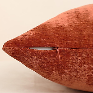 Jeneoo Terracotta Decorative Throw Pillow Covers Soft Chenille Comfy Solid Rust Couch Cushion Case Decor (Set of 2, 18 x 18 Inches)