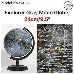 Mapsoft Expolorer Moon Globe, 24cm/9.5", M-24, Lunar Globe, Moon Map, Lunar Map