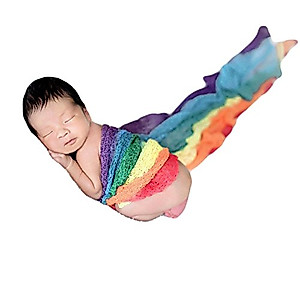 Zeroest Newborn Photo Shoot Props Baby Photography Blanket Infant Photos Outfits Flexible Rainbow Wrap (Multicolor)