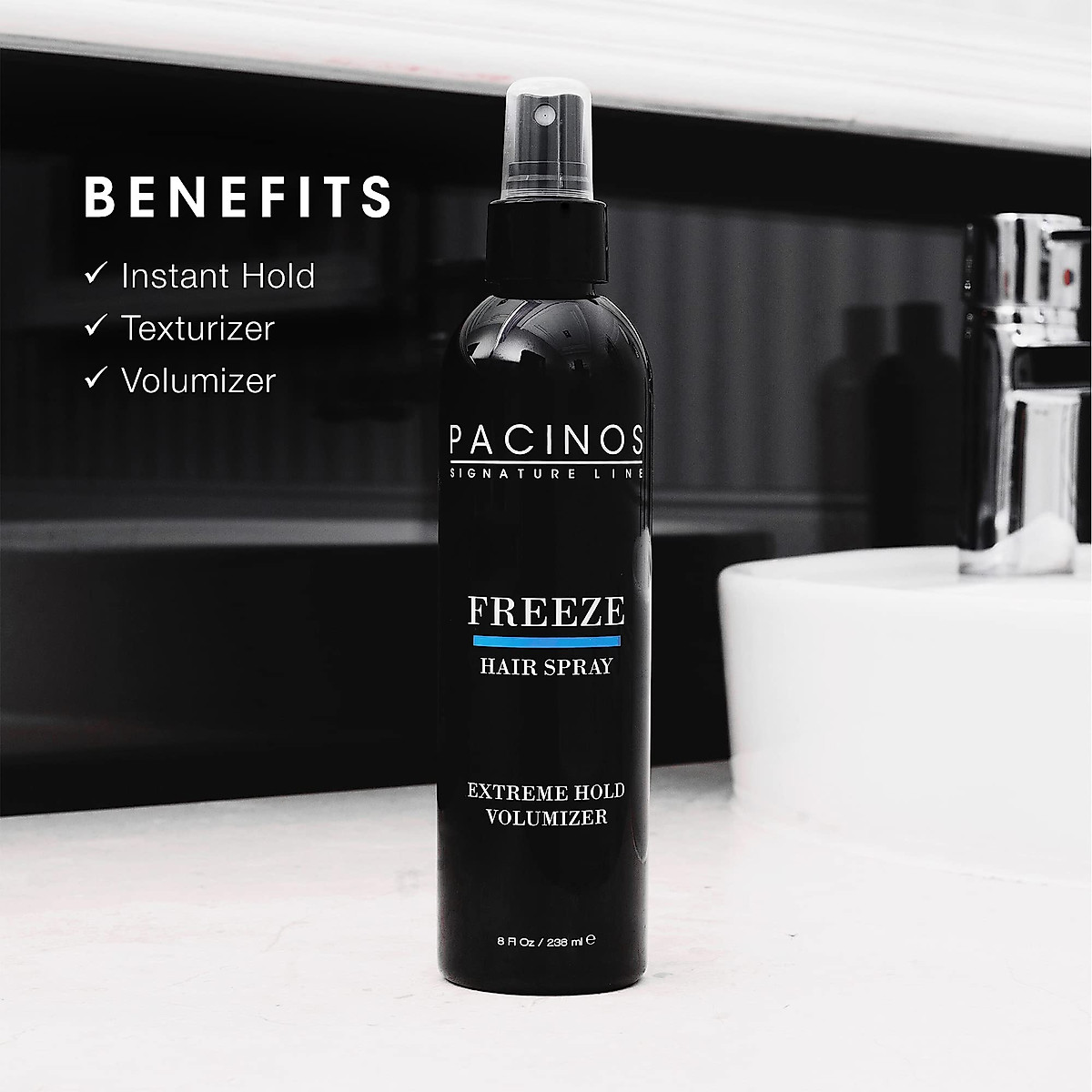 Pacinos Freeze Hair Spray - Extra Hold texture spray for All Hair Type - Professional Hair Setting & Finishing Spray for Maximum Volume