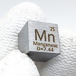 Pure Metal Manganese 10mm Density Mn 99.97% Cube for Element Collections Lab Experiment Material Hobbies Simple Substance Block Display DIY