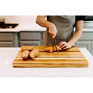 Terra Teak Extra Large Cutting Board 24 x 18 Inch - Thick Brazilian Teak Wood