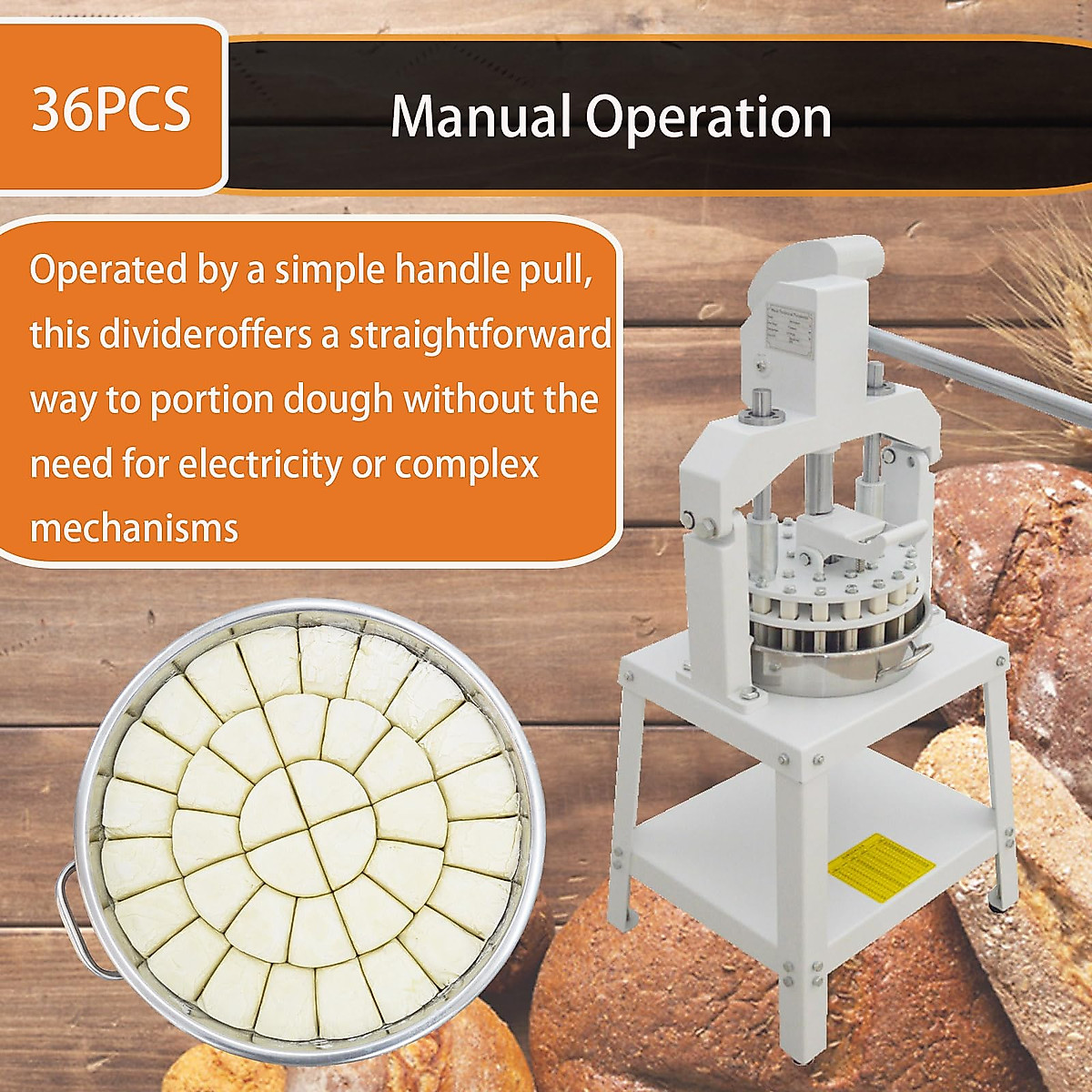 INTBUYING Manual Dough Divider Cutter Machine 36pcs Dough Dividing Cutting Machine Pastry Cutter Dough Lump Spacer Hand Press Pizza Dough Fillings Divider Stainless Steel Bakery Machine 30g-160g