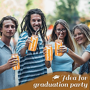 Rtteri 4 Pack Graduation Gift Congrats Grad Class of 2024 Can Cup, 16 oz Drinking Glasses with Bamboo Lid and Glass Straw, Can Shaped Drinkware Cups Grad Gifts for Graduates Whiskey Beer Soda