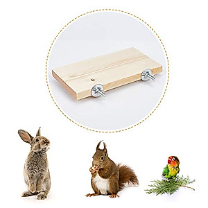AHANDMAKER Pet Perch Platform Stand Wood, 2 Pcs Square Shelf Stand Board for Small Animals Parrot Gerbil Rat Mouse Chinchilla Hamster Cage Accessories Exercise Toys