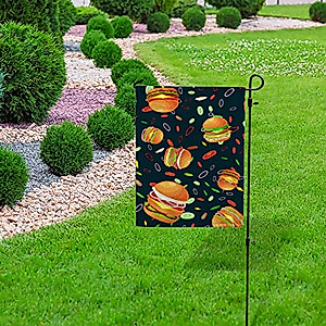 My Little Nest Seasonal Garden Flag Cartoon Tasty Burger Double Sided Vertical Garden Flags for Home Yard Holiday Flag Outdoor Decoration Farmhouse Banner 28"x40"