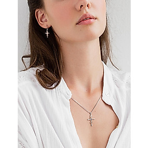 STARCHENIE Women's Note Cross Necklace Sterling Silver Treble Clef Crucifix Pendant Music Note Jewelry for Music Lover