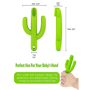 Cactus Teether, Baby Teething Toys for Babies 0-6 Months 6-12 Months, Self-Soothing Pain Relief Soft Baby Toothbrush for Babies, Toddlers, Infants, Boy and Girl, Natural Organic BPA Free(Green)