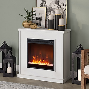 Henn&Hart Santos Mantel Fireplace, 30" Wide, White