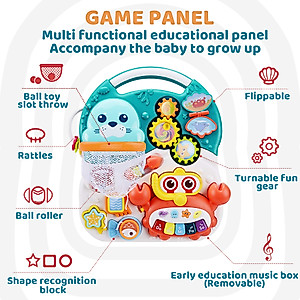 Meryi Sit-to-Stand Walker with Activity Center – Multifunctional Baby Push Walker with Interactive Learning Table– Early Learning Infant Walker for Toddlers, Kids 12-18 Months – Adjustable Wheel Speed