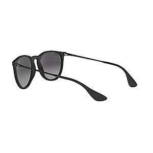 Ray-Ban RB4171F Erika Low Bridge Fit Round Sunglasses, Rubber Black/Light Grey Gradient Dark Grey, 57 mm