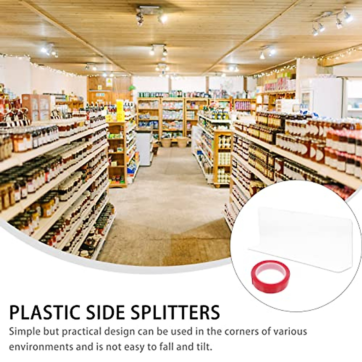 ULTECHNOVO Plastic Shelf Dividers Transparent Rack Shelf with Nano Tape, L-Shaped Acrylic Shelf Dividers for Commodity Snack Classification