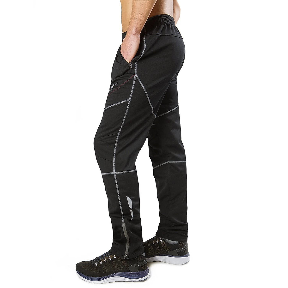 BALEAF Men's Fleece Pants Winter Cycling Pants Mountain Bike Clothing Thermal Cold Weather Running Gear Black L