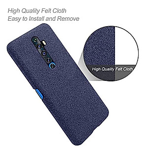 LUSEHNG Case for Oppo Reno2 Z/F, Solid Color Canvas Smartphone Cover for Oppo Reno2 Z/F, Slim Duaable Lightweight - Blue