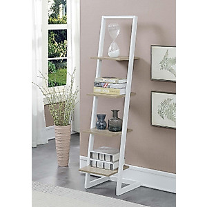 Convenience Concepts Designs2Go 4 Tier Ladder Bookshelf, Ice White / White