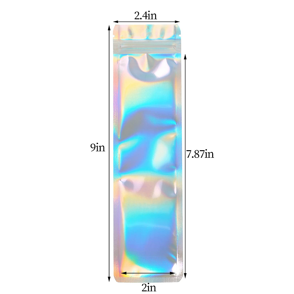100 Pieces Resealable Smell Proof Bags, Flat Clear Food Storage Bags Pouch Aluminum Plastic Packaging Bags, Rainbow Color (2.4x9inch)