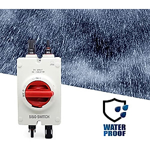 Solar 32A PV DC Switch Disconnector with Waterproof IP66 Isolator for Off/On-Grid Solar Power System RV, Boat, Residential, Commercial Solar Installations