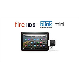 Fire HD 8 Smart Home Bundle including Fire HD 8 Tablet 64 GB Ad-Supported (Plum) with Blink Mini Camera