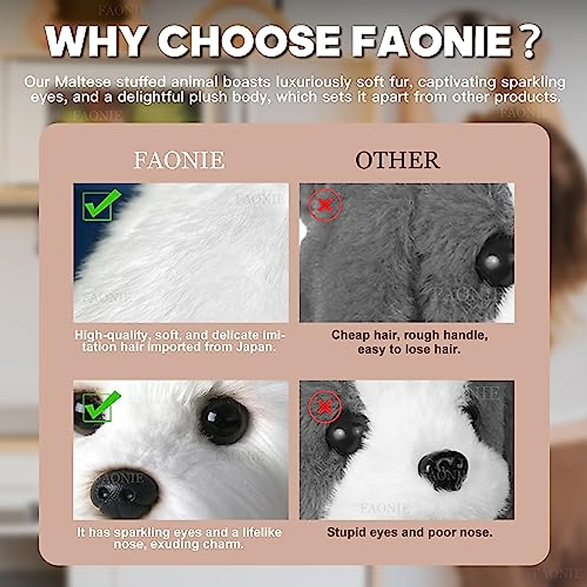 Maltese Stuffed Animal, Realistic Dog Plush, Lifelike Stuffed Animal,Companion Pet, Fluffy Stuffed Puppy Dog Toys for Gift (Large)