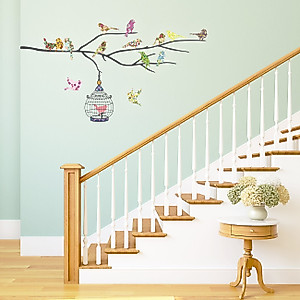 DECOWALL DW-1202 14 Birds on a Branch Kids Wall Stickers Wall Decals Peel and Stick Removable Wall Stickers for Kids Nursery Bedroom Living Room