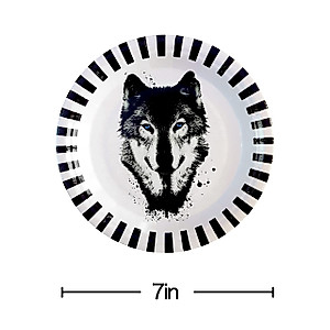 Pandecor 50 Pieces Wolf Birthday Paper Dessert Plates,7 Inches Disposable Animal Wolf Party Cake Plates for Birthday Party