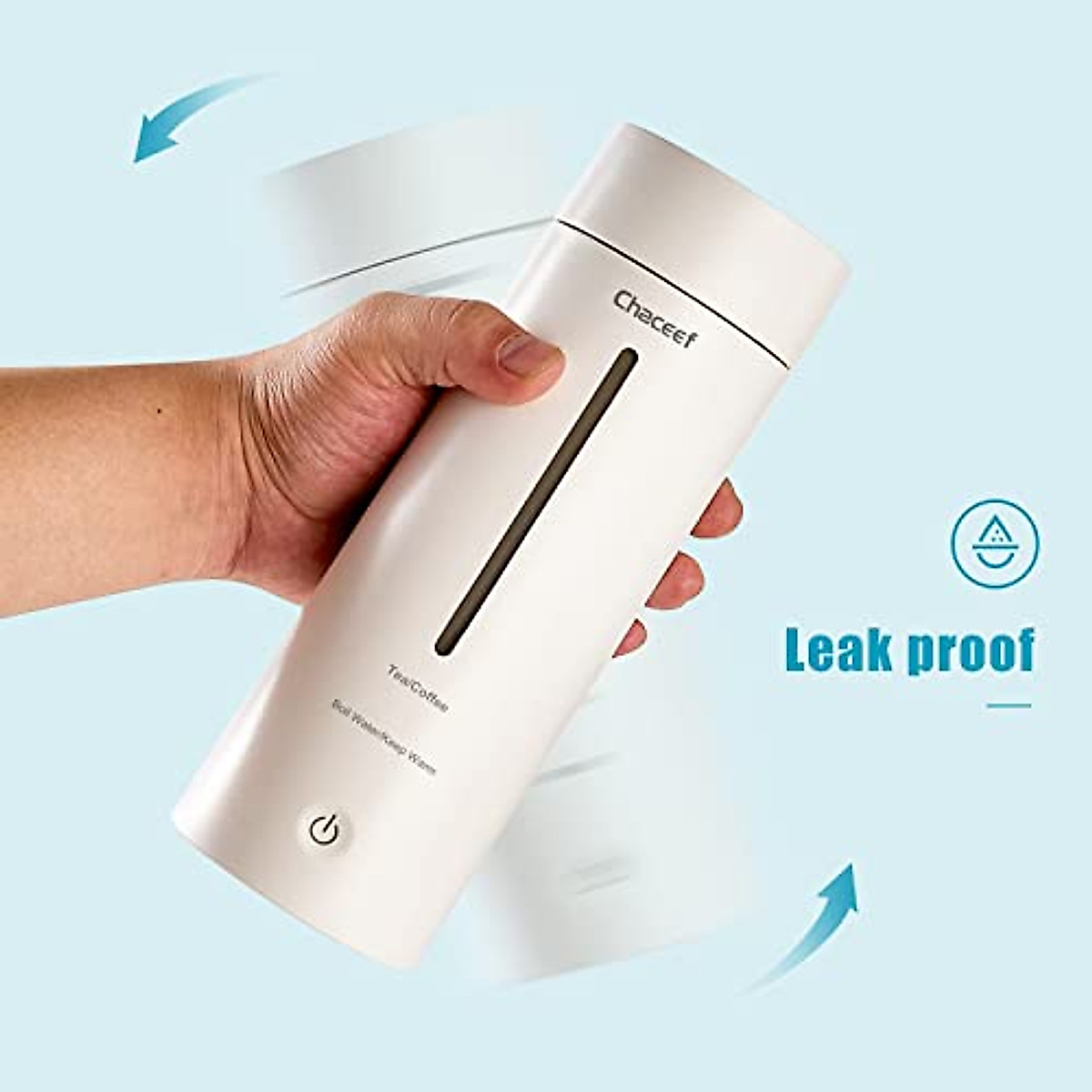 CHACEEF Travel Electric Kettle, 350ml Small Portable Kettle with Non-stick Coating, BPA Free, 3 Colors LED Water Boiler with Keep Warm Function, Fast Boil and Auto Shut Off Water Kettle, White