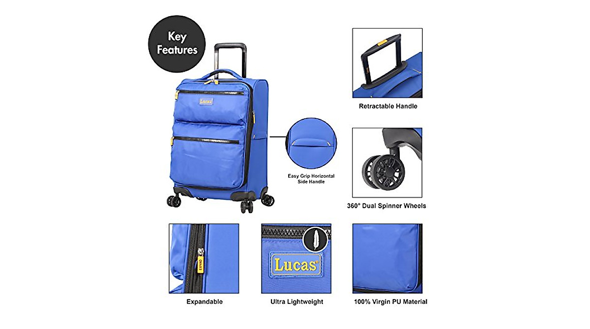 LUCAS Ultra Lightweight Carry On Luggage - Expandable 20-Inch