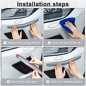 BJSIA 4PCS Rear Bumper Car Protector Strip, Anti-Collision Patch, Front and Back Corner Bumper Strip Anti-Scratch Trim Tape Carbon Fiber Textured, Universal for Cars, SUVs, Trucks 15.9" x 2.08" (Gray)