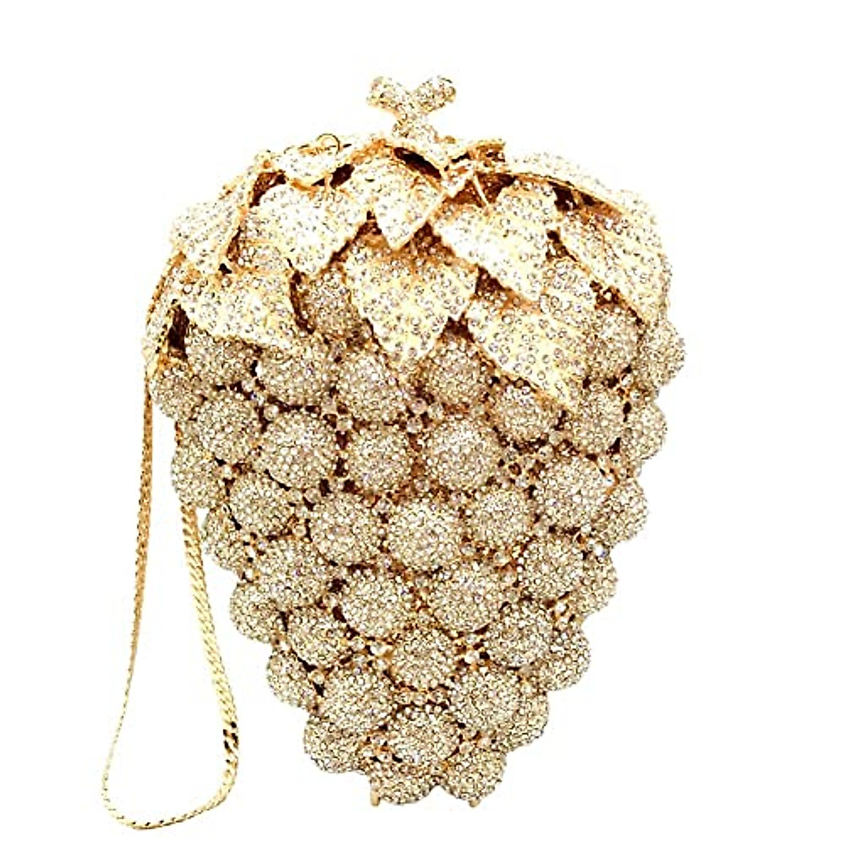 DEBIMY Hollow Carved Grape Rhinestone Evening Clutch Women Luxury Crystal Handbags Purses for Party and Wedding, Purple