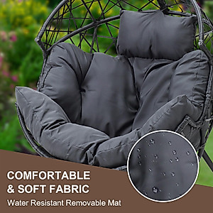 STRPRETTY BASIC Egg Chair - Outdoor Patio Egg Chair Indoor Wicker Egg Chair Basket Lounger Chair with Cushion and Stand for Living Room Patio Backyard (Dark Gray)