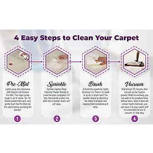 Capture Carpet & Rug Dry Cleaner w/Brush (1 lb) Carpet Spot Eliminator Stain Remover, Spray Cleaner 16oz (2 Pack) Bundle