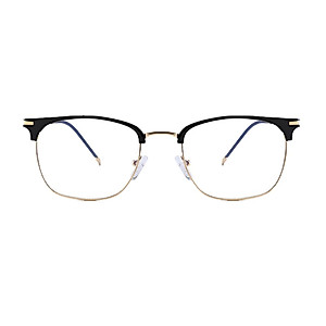 Shiratori Vintage Retro Half Frame Horn Rimmed Optics 43mm Clear Lens Glasses Gold