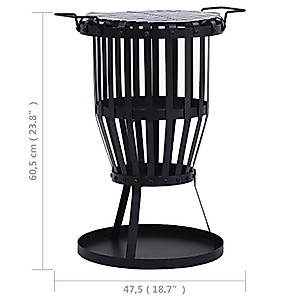 Firepit Grill Rack,Fire Pits for Outside,Bonfire Steel Fire Pit,Small Outdoor Fire Pit,Garden Fire Pit Basket, with BBQ Grill Steel 19"