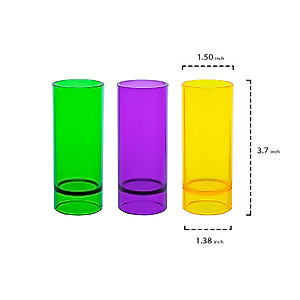 Party Essentials Hard Plastic 2-Ounce Shot Glasses/Shooters, 10 Count, Mardi Gras Mix