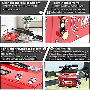 IMAYCC Portable PCP Air Compressor, 4500Psi/30Mpa, 8MM Quick-Connector Compatible for Paintball/pcp air gun/Scuba Tank with Water/Oil Separator,Small air compressor Powered by Car 12V or Home 110V AC