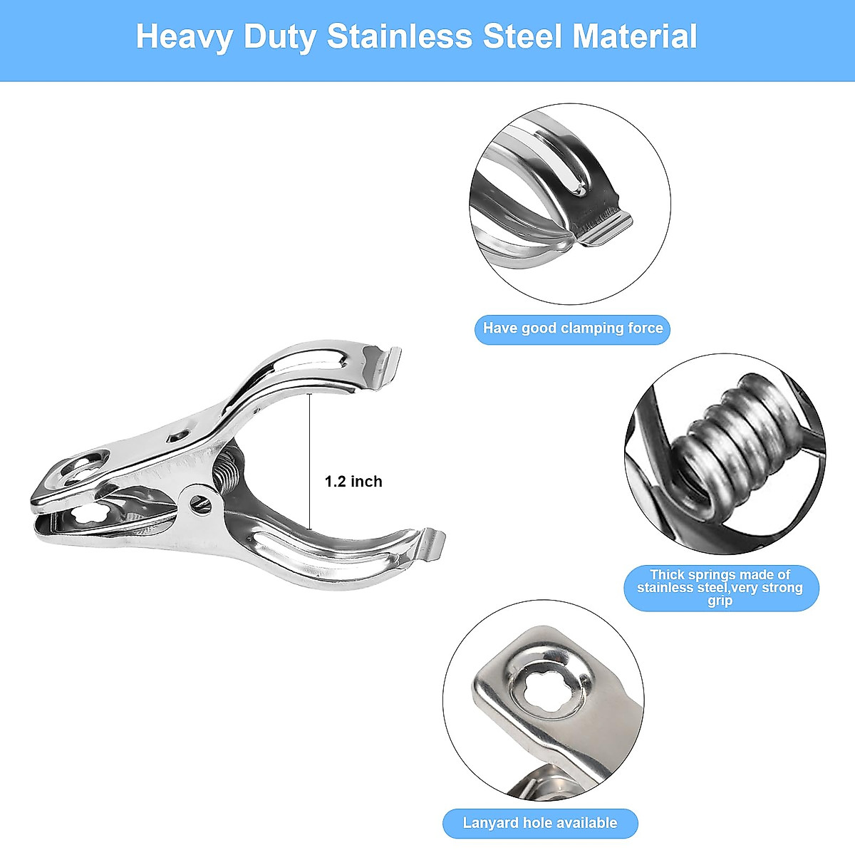 50 Pcs Garden Clips, 2.3 inch Greenhouse Clamps, Stainless Steel Greenhouse Clip for Netting, Heavy Duty Row Cover Clips with a Strong Grip for Shade Cloth or Plant Cover on Gardening Hoops karmiero