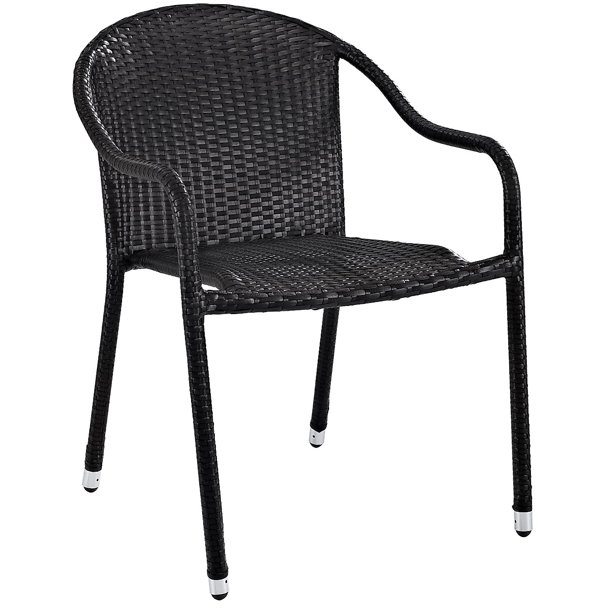 Crosley Furniture Palm Harbor 4-Piece Stackable Outdoor Chair Set, Wicker Patio Chairs for Dining, Porch, Brown