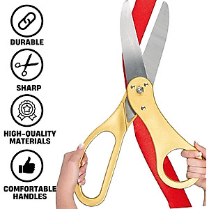 20" Gold Scissors for Grand Opening – Gold Giants Ribbon Cutting Scissors for Special Events Inaugurations and Ceremonies Giant Scissors for Ribbon Cutting Ceremony Heavy Duty Scissors