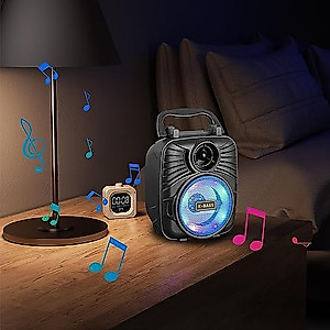Wireless Bluetooth Speaker, Portable Speaker with Coloured Running Lights Bluetooth Speaker, Wireless Compact Audio Subwoofer 360° Surround Sound with TFC Card, AUX Cable, USB Flash Card (Blue)
