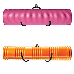 Yoga Mat Storage Foam Rollers Rack Rolled Bath Towels Holder Shelf - Solid Quality Wall Mountable for Bathroom Yoga room Yoga Massage Muscle Roller Exercise Mat, Adjustable Size,Up to 20Lbs - （2 Pack）