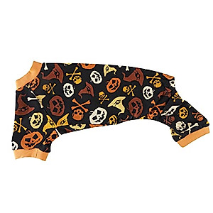Skull Dog Pajamas Clothes Pumpkin Halloween Pet Costume for Small Dog Pajamas Onesie PJS for Pet Back Length 12"
