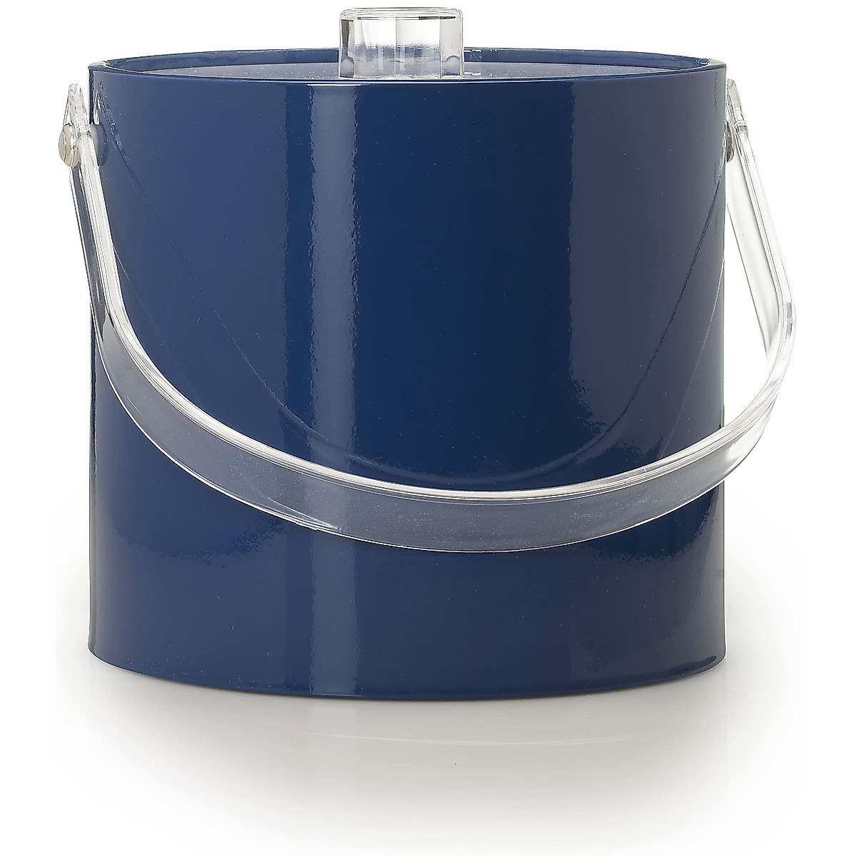 Mr. Ice Bucket By Stephanie Imports Hand Made In USA Blue Double Walled 3-Quart Insulated Ice Bucket With Clear Lucite Lid and Handle