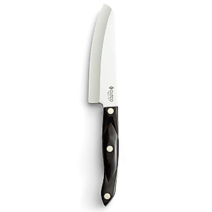 CUTCO Model 3738 Hardy Slicer.6.3" High-Carbon Stainless Double-D® serrated blade.5.7" Classic Brown handle (sometimes called black).In factory-sealed plastic bag.