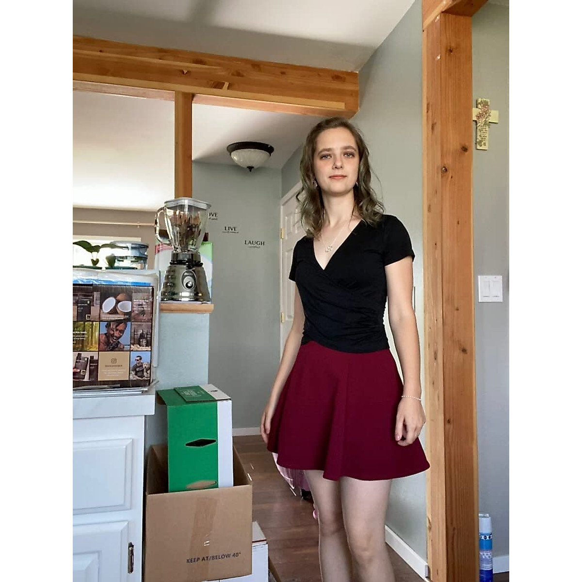 VETIOR Sexy Tops for Women Deep V Neck Short Sleeve Sexy Shirts for Women Cross Wrap Slim Fit Cute Crop Tops for Teen Girls S Black