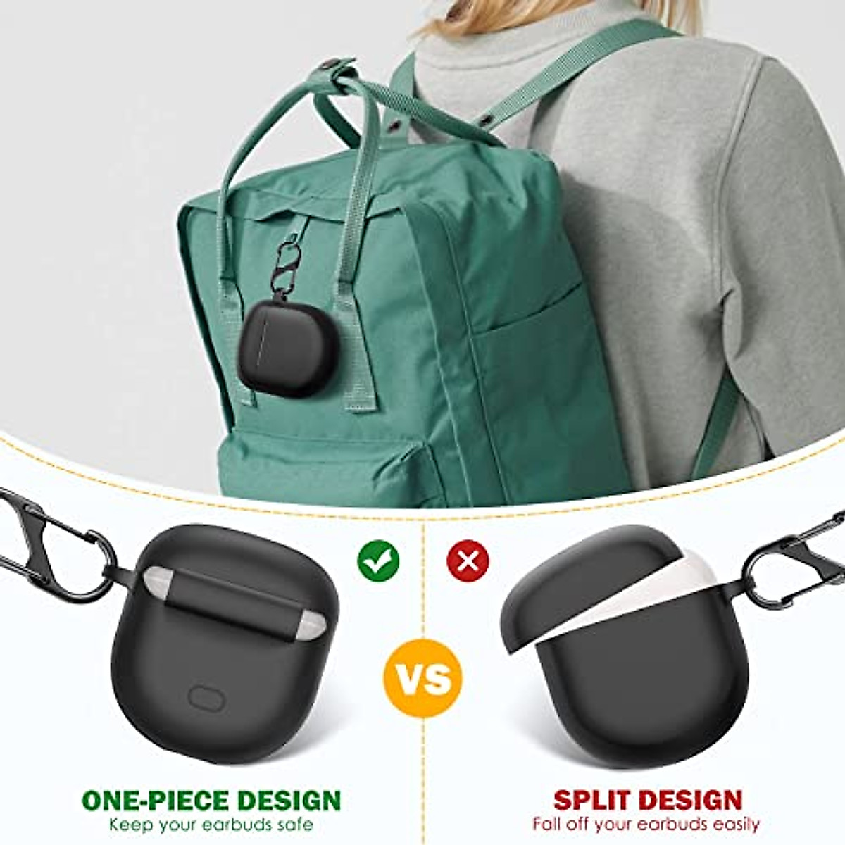 Fintie Case for Bose QuietComfort Ultra Earbuds Case (2023) / Bose QuietComfort Earbuds II (2022), Premium Silicone Shockproof Protective Skin Cover with Keychain [Front LED Visible], Black