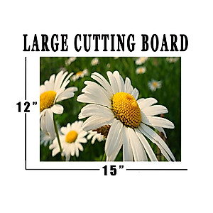 Flower Daisy Floral Kitchen Glass Cutting Board Decorative Gift For Mom Daisies Design