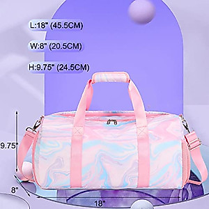 Dance Bag Girls Duffle Bag Teen Sports Gym Bag Travel Bag for Weekender Sleepover Overnight Bag with Shoe Compartment and Wet Pocket