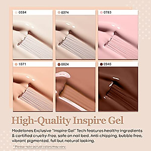 modelones Gel Nail Polish Set- 6 Colors Nude Gel Polish All Seasons Skin Tones Pink Neutral Brown Gel Polish Kit, Soak Off LED Gel Nail Kit Manicure DIY Home