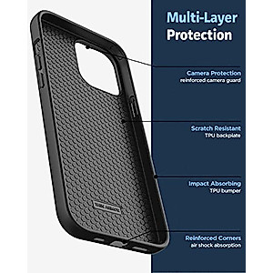 Encased Thin Armor Designed for iPhone 14 Belt Clip Case, Slim Fit Phone Case with Holster (Matte Black)